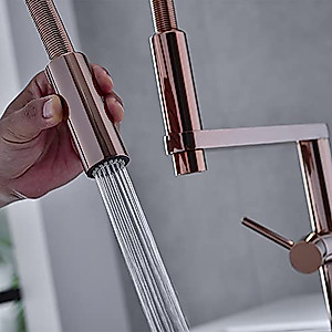 JiaYouJia Kitchen Faucet with Pull Down Sprayer High Arc Dual-Mode Pull Out Kitchen Sink Faucet Single Handle Lever (Rose Gold)