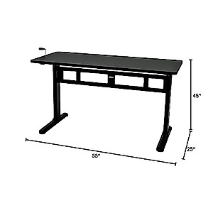 ErgoMax Adjustable Crank Desk w/Tabletop, 45 Inch Max Height, Black