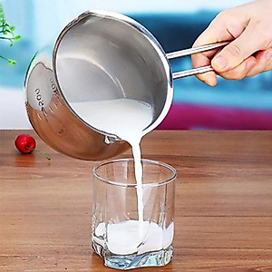 Saucepan, Stainless Steel Milk Pan 12cm, Soup Pot for Induction and Oven, Non Stick Milk Pot, Dishwasher Safe Cookware(Sliver)