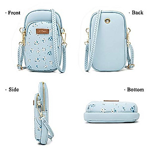 Techcircle Small Crossbody Purse for Girls, PU Leather Cell Phone Wallet Shoulder Bag with Removable Strap for iPhone, Samsung, LG 6" Smartphone, Blue