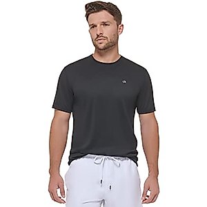 Calvin Klein Men's Standard Light Weight Quick Dry Short Sleeve 40+ UPF Protection, Black, X-Large