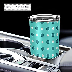 HXshaoye trendy polka dot turquoise white Stainless Steel mugs for hot and cold with Straw Leak Resistant Flip mugs for women for travel simple tumblers with lids vaso para cafe termica 20oz
