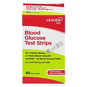 LEADER Blood Glucose Test Strips for Diabetes, No-Coding, Fast, Accurate Results, Use with LEADER Blood Sugar Monitoring System, 50 Diabetic Test Strips