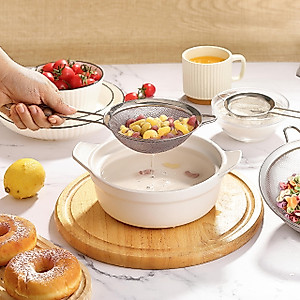 3PCS Fine Mesh Strainers Set, Little Cook Stainless Steel Colanders and Sifters with Sturdy Handle, Perfect for Sift, Strain, Drain and Rinse Vegetables, Pastas and Tea（Large + Medium + Small，3PCS)