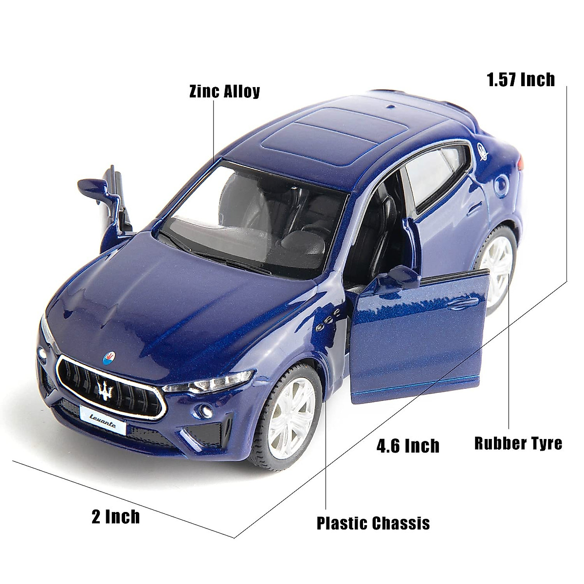 RMZ City 1:36 Scale Compatible for Diecasting Alloy Car Model Maserati Levante Toy Car, Pull Back Vehicles Toy Car for Toddlers Kids Boys Girls Gift White