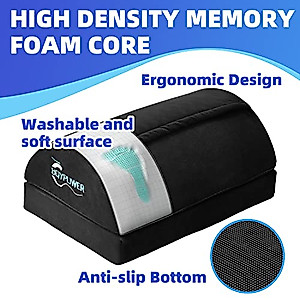 BQYPOWER Foot Rest for Under Desk at Work, Ergonomic Adjustable Memory Foam Foot Stool Cushion, Under Desk Footrest for Office & Home