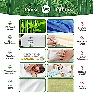 CozyLux 100% Organic Bamboo-Rayon Sheets Twin Size - 3 Piece Set, White, Oeko-TEX Certified, Luxury Silky Cooling Bed Sheet Set, 16" Deep Pockets, Luxuriously Soft