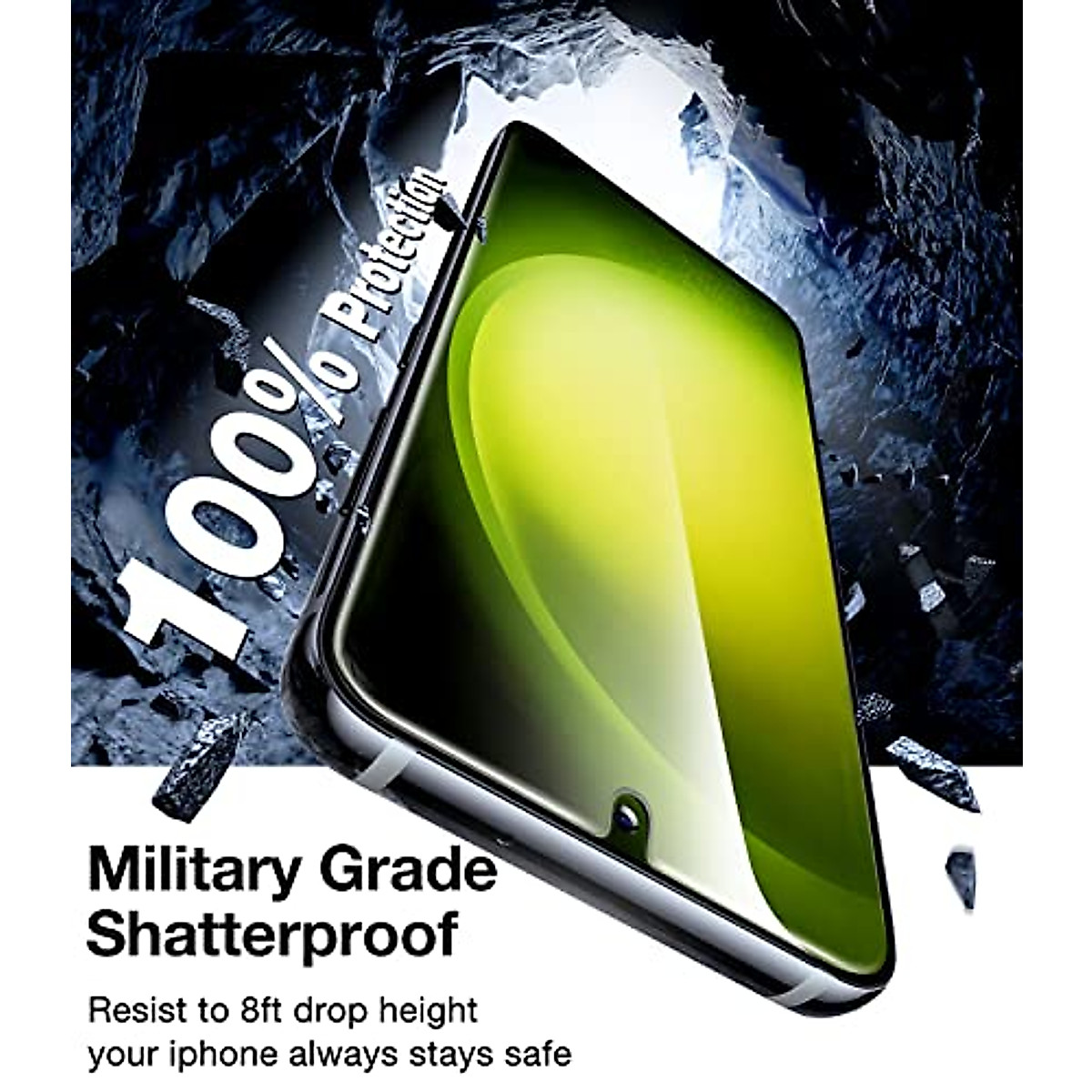 UltraGlass Only for Samsung Galaxy S23 Screen Protector [Military SGS Shatterproof] Fingerprint Compatible for Samsung Galaxy S23 Tempered Glass [UNBREAK TOP 9H Glass & Longest Durable] 2 Packs