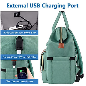 kasibon Travel Laptop Backpack for Women Men, Wide Top Open College School Work Computer Bag Back Pack Book Bag Casual Water Resistant Anti Theft USB Charging Port Fits 15.6 Inch Notebook