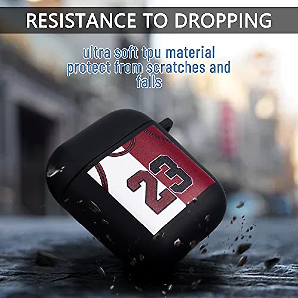 Basketball case Cover Compatible with Airpods 2&1 [No.23] Sports Jersey Cool Fun Design Spirit Inheritance with Keychain Soft Skin Protective Case for Fans Boys Girls Teen-Size 23