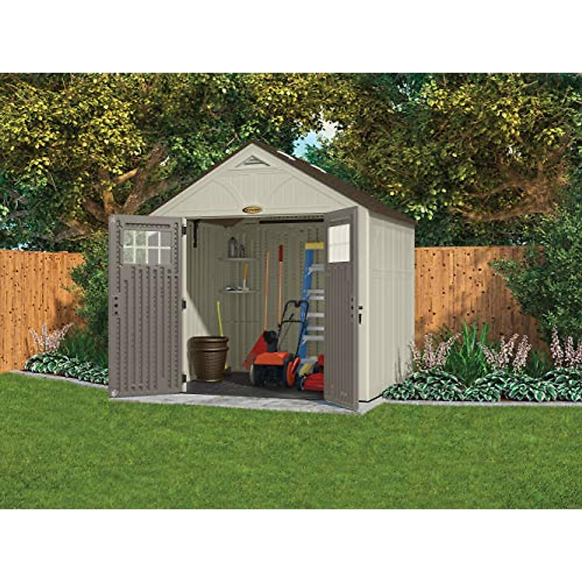 Suncast 8' x 7' Heavy-Duty Resin Tremont Storage Shed, Cream