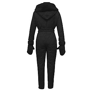 Plus Size One Piece Ski Suits For Women Warm Windproof Ski Jumpsuit Snowsuit With Elastic Waistband Winter Sports Suits…