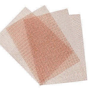 4 Pack 30 Mesh 99.9% Pure Copper Screen Woven Mesh Screen, Copper Mesh Cloth Fine Mesh, 5.9x19.68 Inch