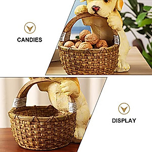 DOITOOL Jewelry Organizer Tray Dog Figurine Basket Animal Candy Storage Box Polyresin Puppy Collecting Statue Ornament for Key Small Items Remote- Control Holder (Labrador) Desk Topper