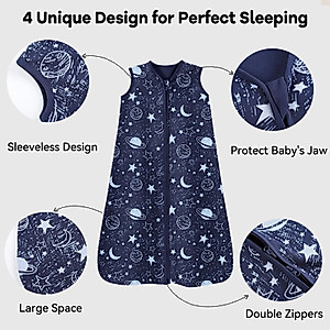 Unnivoll Baby Sleep Sack 6-12 Months 3 Pack 100% Cotton Lightweight 0.5 TOG Wearable Blanket Baby Sleep Bag with 2-Way Zipper for Newborn Infant Blue