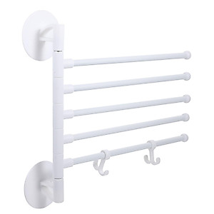 IMIKEYA 1 Set Towel Racks for Bathroom Wall Mounted Clothes Drying Rack Coat Hangers Towel Bar Towels Swivel Towel Rack Hand Towel Racks for Bathroom Bath Towel Rack Towel Rod White Rubber