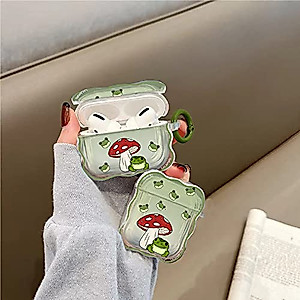 LALAPOPO Compatible with Airpods Case Frog, Cute Case with Keychain for Women Girls Clear Thin Soft Silicone Kawaii Cartoon Protective Cover for AirPods 2&1 Charging Case