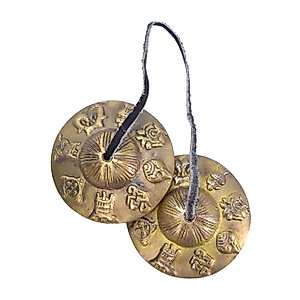 Mudra Crafts Tibetan Tingsha Bells Yoga Chimes - Buddhist Sign Tingsha Cymbals Tibetan Chimes Tibetan Meditation Bells for Meditation - Finger Cymbals Tibetan Bells Chime