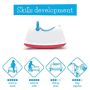 Chillafish Trackie 4-in-1; Rocker, Walker, Ride-on & Play Train, for Kids 1-5 Year, with Adjustable seat Height, Silent Non-Marking 360° Swivel Wheels, Blue and Red, Large