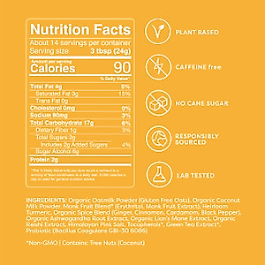 Clevr Blends Turmeric Powder Oat Milk Instant Latte Mix, Golden Milk, Moon Milk Latte Organic Spices, Coconut Superfood Creamer SuperLatte, Adaptogens, Reishi and Lion’s Mane Mushrooms and Probiotics