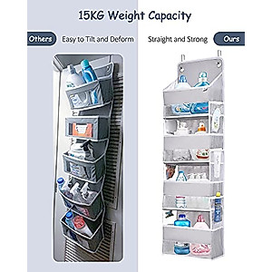 Over The Door Hanging Storage Organizer for Toys, Clothes, or Toiletries with Spacious Pockets for Bedroom, dorm, Nursery, etc by DLC ESSENTIALS (Gray)