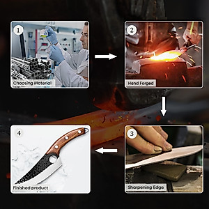 Bicico Butcher Knife, Viking Knife with Sheath, Japanese Hand Forged Meat Cutting Chef Cleaver Portable Survival Bushcraft Belt Knife, Ultra Sharp Kitchen Knife for Outdoor Camping Hunting BBQ