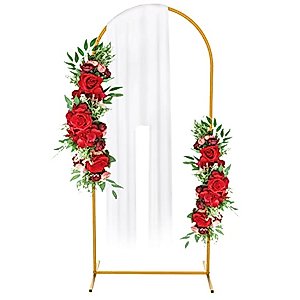 Wedding Arch Backdrop Stand,Gold Metal Door Arched Backdrop Frame Arches Backdrop Stand for Wedding Birthday Graduation Anniversary Celebration Opening Ceremony(5x2FT)
