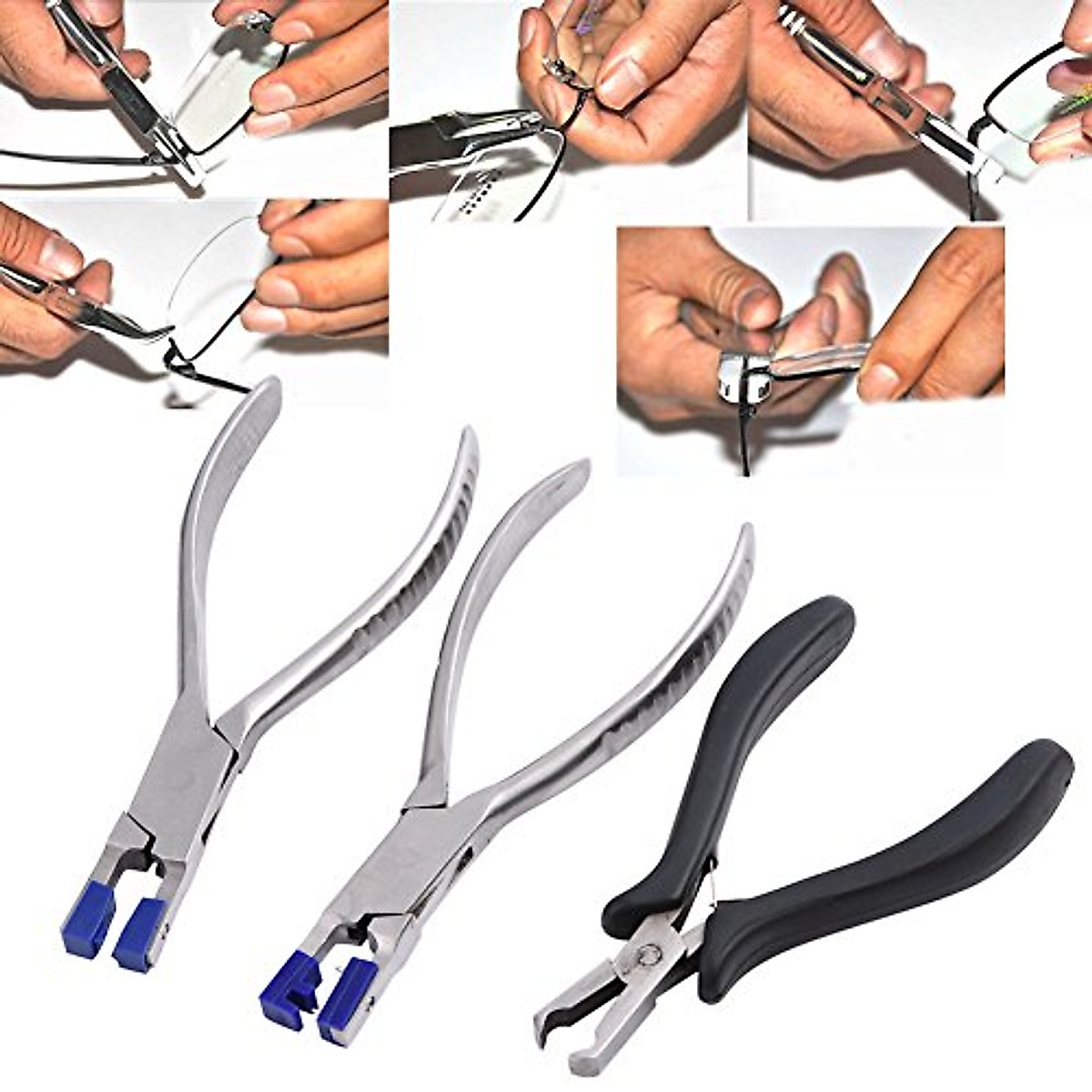 Brrnoo Eyeglasses Repair Set, 3 Pcs Professional Glasses Pliers Kit Professional Eyeglass Repair Set Rimless Disassembly Glasses Frames Optical Tools Set, Eyeglass Plier Set for Eyeglasses Repairing