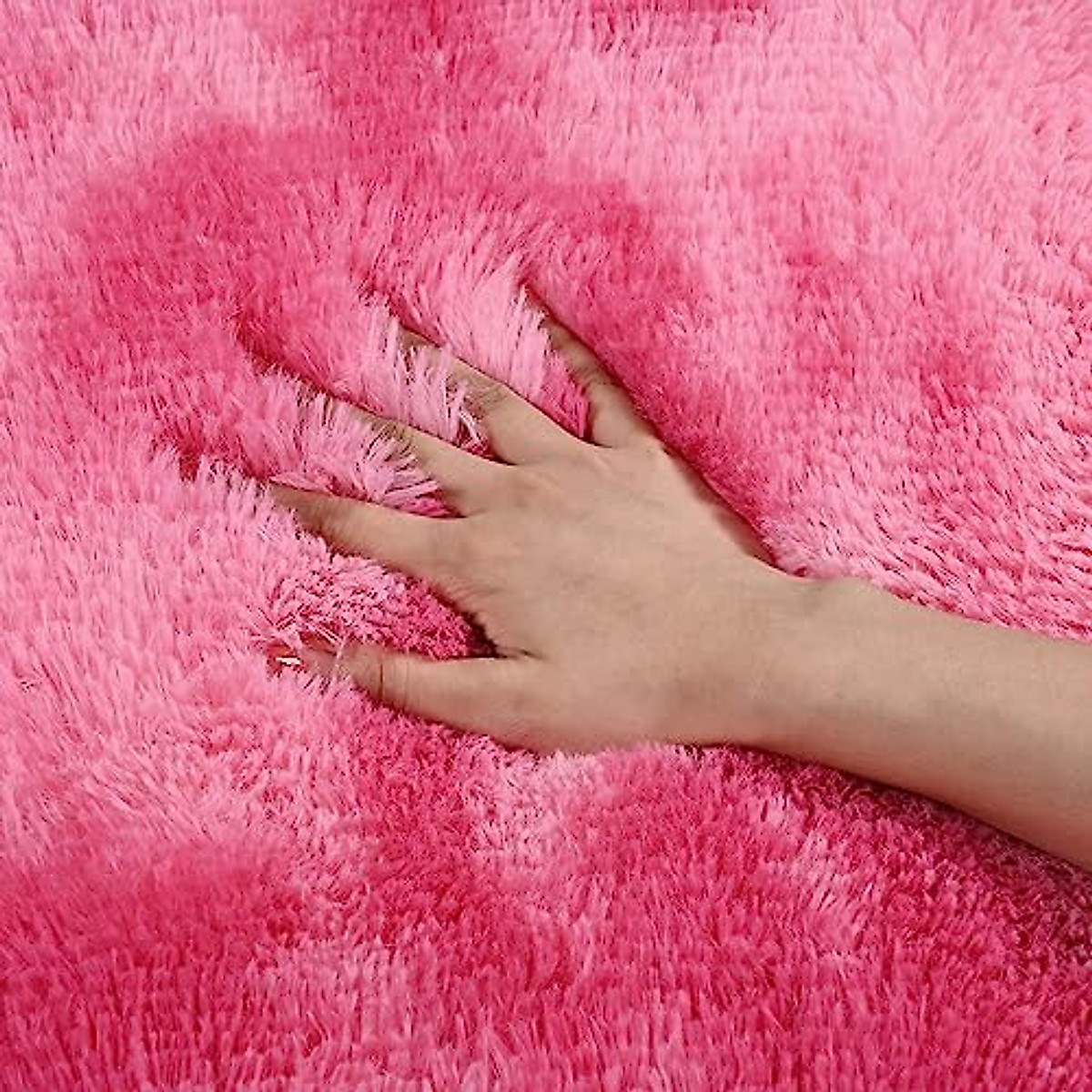 Vocrite Pink Area Rug for Girls Bedroom, Fluffy Shag Rugs for Living Room, Shaggy Furry Fuzzy Faux Fur Rug for Nursery Kids Room, Cute Pink Home Decor for Dorm Playroom 4x6 Ft, Hot Pink