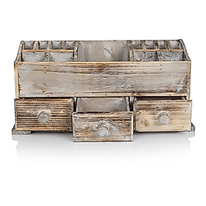 Vanity Drawer Beauty Organizer 3 Drawers - Wooden Cosmetic Storage Box for Neat & Organize Storing of Makeup Tools, Small Accessories at Home & Office Vanities & Bathroom Counter-top (Rustic)