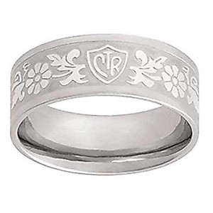 One Moment In Time J125 Size 5 Daisy Flower Scroll Stainless Steel Ring Mormon LDS CTR