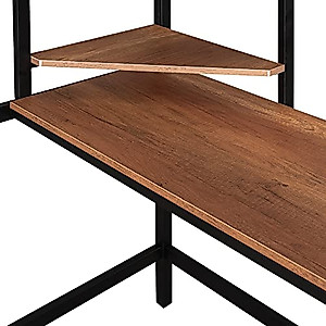 RORIGAT Twin Size Metal Loft Bed with Desk and Two Shelves Space-Saving Solution for Kids,Black