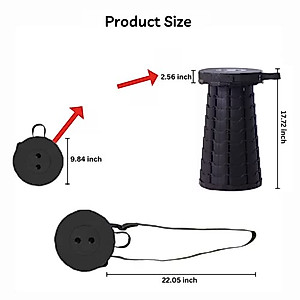 HS168 Upgraded Retractable Folding Stool, Collapsible Portable Stool with Seat Cushion & Nylon Bag, Camping Retractable Foldable Stool with Adjustable Height Telescopic Stool