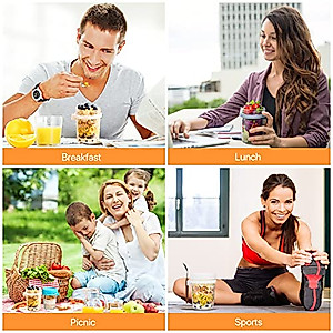 Overnight Oats Jars, Overnight Oats Container with Lids and Spoon 10 oz [2 Pack], Airtight Glass Jars with Measurement Marks, Glass Canisters Hold Yogurt, Nuts and Fruit Salad & More