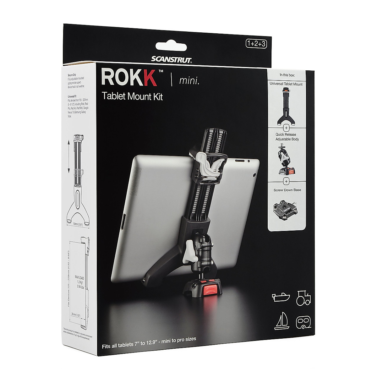 Scanstrut RLS-508-402 ROKK Mini for Tablet with Rail Base