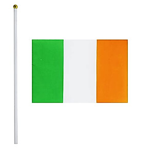 FWIW 50 Pack Ireland Irish Flag Small Mini Ireland Hand Held Stick Flags Banner Saint Patrick's Day Party Outdoor Yard Decorative