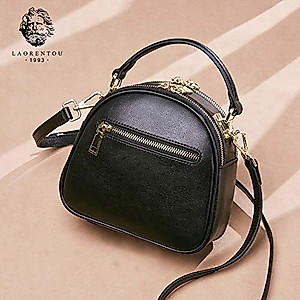 LAORENTOU Small Crossbody Bags for Women Cowhide Leather Designer Handbags and Purses Women's Shoulder Bags Quilted Bags (Charming Black)