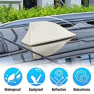 Kewucn Car Shark Fin Antenna Cover, Auto Top Roof Aerials AM/FM Radio Signal Base with Adhesive Tape, Super Functional Antenna Replacement Accessories for Most Car SUV Truck Van (Gold)