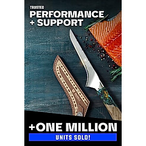 Dalstrong Boning Knife - 6 inch - Valhalla Series - 9CR18MOV HC Steel - Celestial Resin & Wood Handle - Fillet Knife, Meat Cutting, Carving, Bone, Trimming, Deboning - Kitchen Knife - Leather Sheath