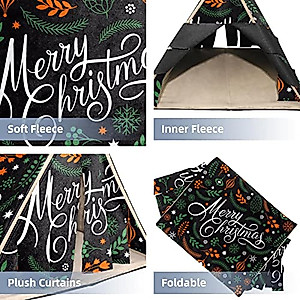 enheng Small Pet Hideout Christmas Pattern Hamster House Guinea Pig Playhouse for Dwarf Rabbits Hedgehogs Chinchillas