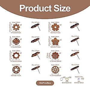 Pandahall 32Pcs Wood Stud Earring Findings Flower Earring Posts for Jewelry Making with 50pcs Earring Backs & 100Pcs Jump Rings