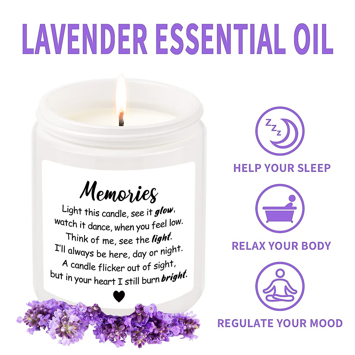 Memorial Candles Gifts for Loss, Condolences Gifts, Sympathy Gifts, Bereavement Gifts for Loss of Loved One, Mother, Father, Son, Daughter, Husband, Wife, Sister, Brother, Women, Men - 7oz Soy Candles