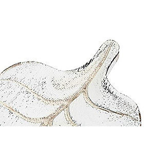 HAWOO White Decorative Tray Leaf Design Wooden Serving Tray Platter Crafts, Food Tray for Dining Kitchen, Living Room, Size 11.25'' X 7''