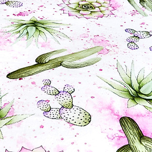 Watercolor Cactus Nursery Decor Set - 1 Crib Sheet, 2 Changing Pad Covers, 1 Minky Baby Blanket