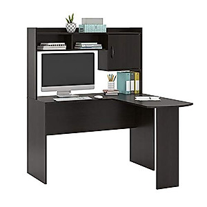 Mainstays' L-Shaped Desk with Hutch, Multiple Colors, Brown