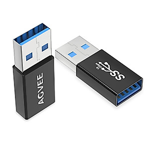 AGVEE 4 Pack USB-A 3.0 Female to USB-A Male Bidirectional Adapter, USB 3.2 Gen 1 Coupler Extender Extension Converter Connector, Black