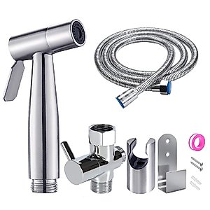 Handheld Bidet Sprayer for Toilet - Jet Sprayer for Toilet Cloth Diaper Sprayer Set, Adjustable Muslim Shower Bidets for Existing Toilets, Bidet Attachment with Bidet Hose for Feminine Wash (Sliver)
