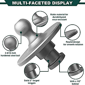 Gooseneck Ball Adapter - Fifth Wheel Kingpin to 2-5/16 Inch Gooseneck Ball Towing Receiver Adapter - Silver