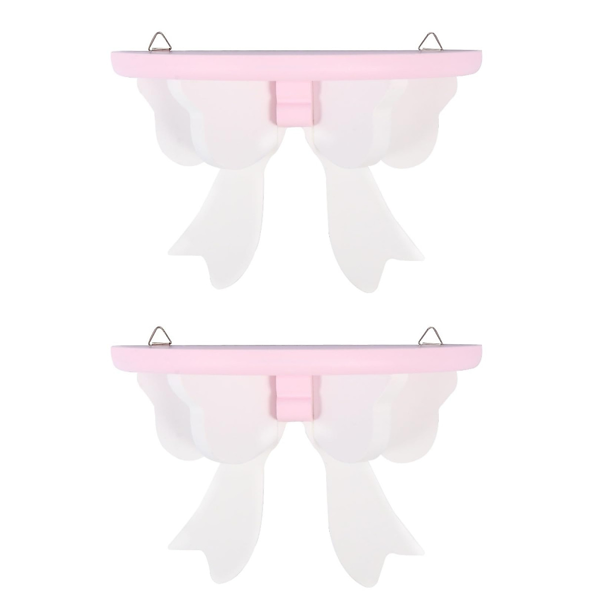 VOSAREA 2pcs Bow tie Rack Wooden Storage Shelf Wall Storage Rack Office Shelves Bookshelf for Kids DIY Floating Shelf Brackets Floating Bookshelves Bowknot Hanging Storage Rack Household