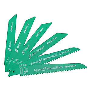 Amazon Brand - Denali Bi-Metal Reciprocating Saw Blade Set (6T, 14T, 18T), 15-Piece